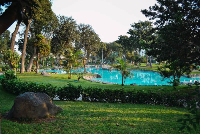 Beautiful View of the Park of the Exposition Located in the Center of ...