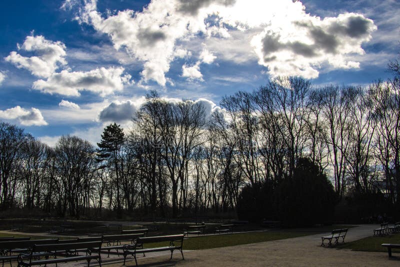 Beautiful View of the Park and the Sky in Spring or Summer Stock Image ...