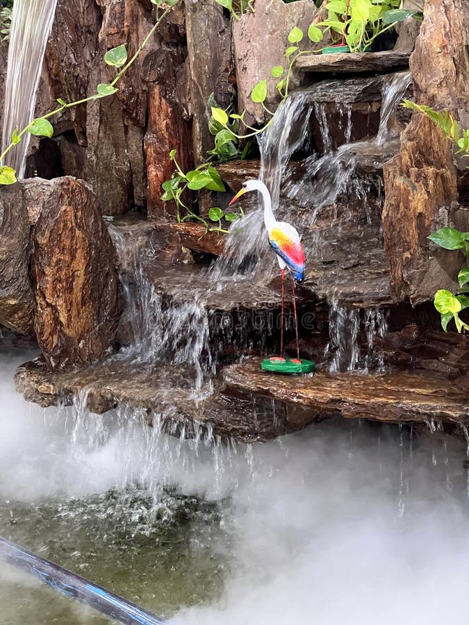 Beautiful View of the Park with Waterfall Stock Image - Image of pond ...