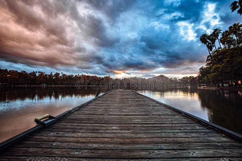 Beautiful View of a Pathway Over the Lake during Sunset Stock Image ...