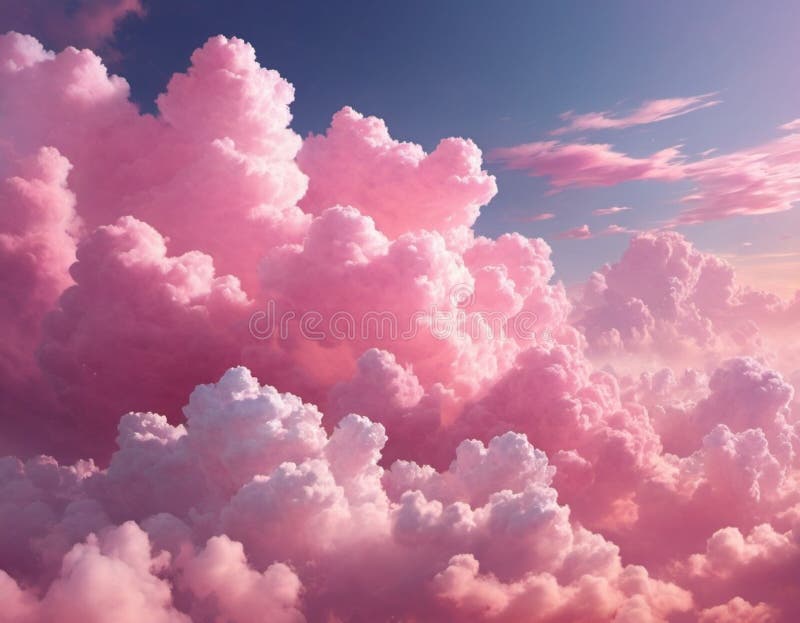 Beautiful View of Pink Clouds in Vibrant Sunset Sky. Clouds are Fluffy ...