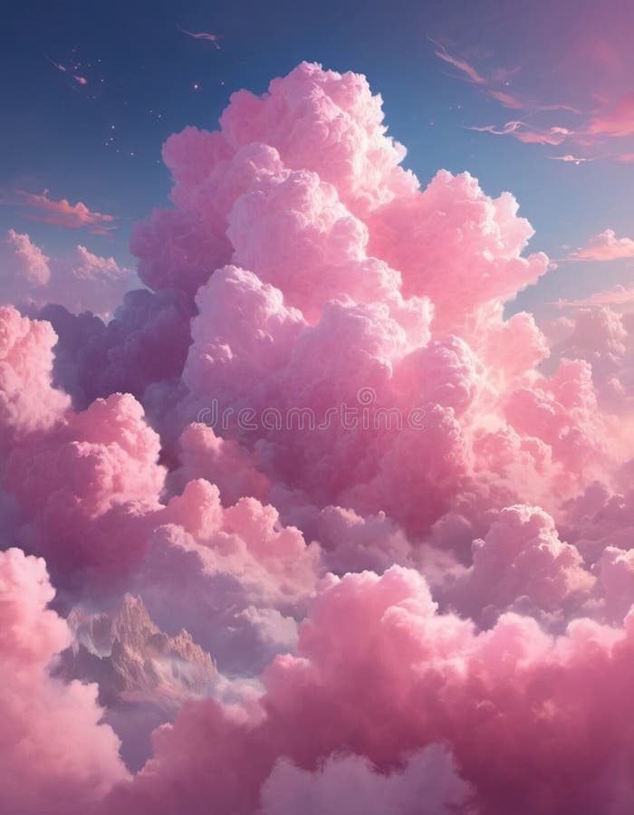 Beautiful View of Pink Clouds in Vibrant Sunset Sky. Clouds are Fluffy ...