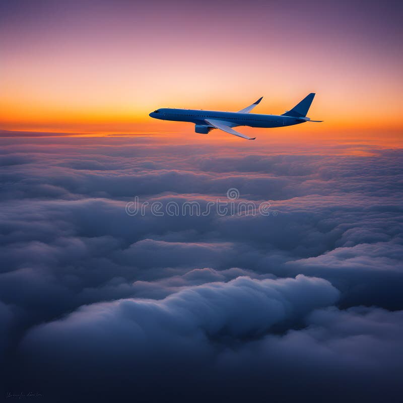 Beautiful View Plane in the Sky Stock Illustration - Illustration of ...