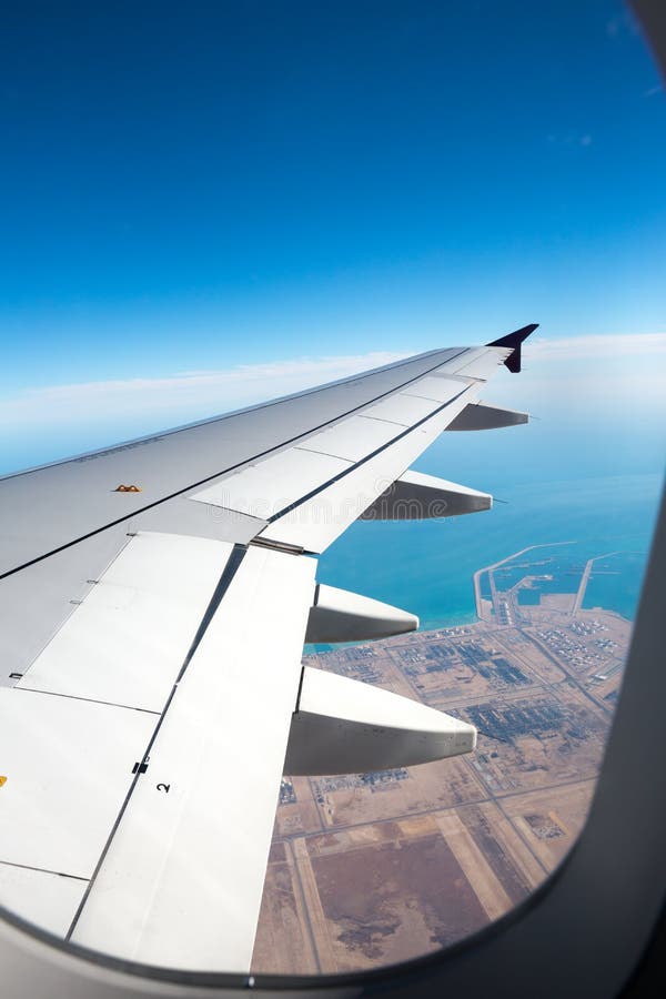 Jet Plane Window Sea Land View Stock Photo - Image of earth, skyline ...
