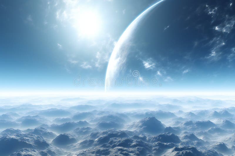 Beautiful View of the Planet from the Clouds Stock Illustration ...