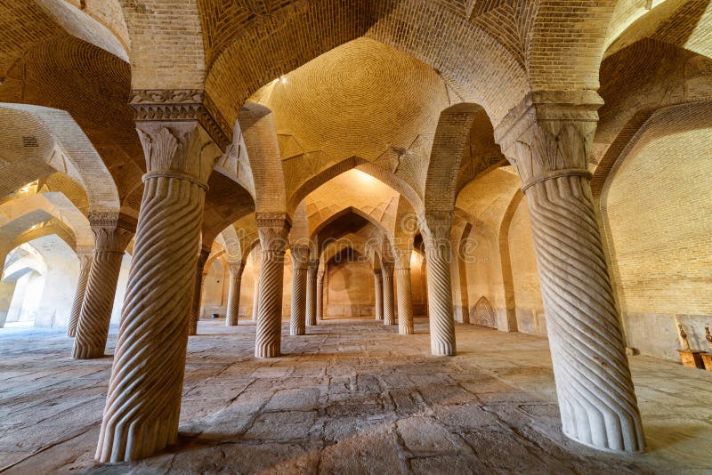 Beautiful View of Prayer Hall in the Vakil Mosque, Iran Stock Photo ...
