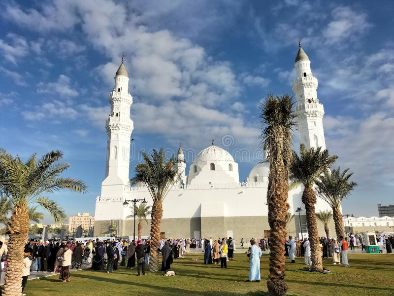 Beautiful View of Quba Mosque at Saudi Arabia with Calm Sky Background ...
