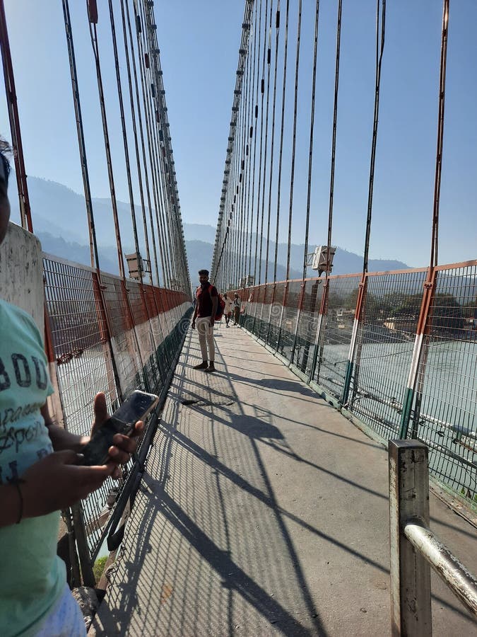 Beautiful View of Ram Jhula in Rishikesh Editorial Stock Image - Image ...
