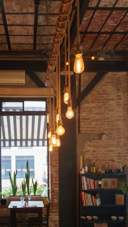 Beautiful View of Restaurant Lights Stock Image - Image of interior ...