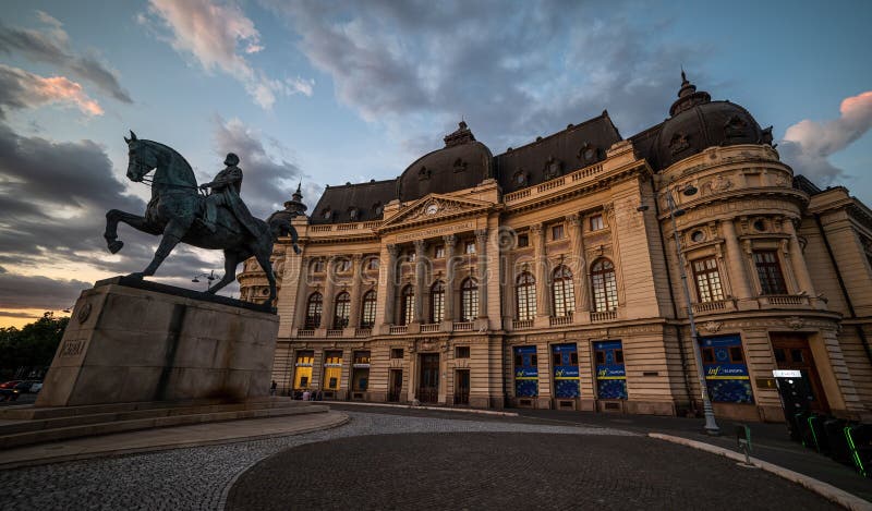 Beautiful View of the Revolution Square in Bucharest with the National ...