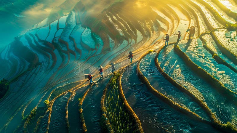 A Beautiful View of Rice Terraces at Sunrise Stock Image - Image of ...