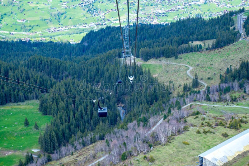 Beautiful View from Rope-way Cable Car in Europe Stock Image - Image of ...