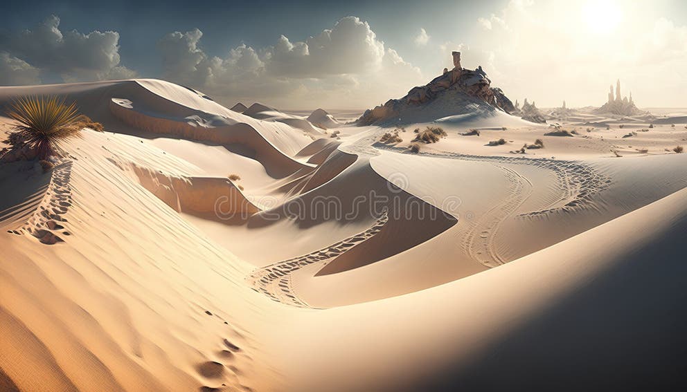 Beautiful View of the Sahara Desert in Morocco. 3d Rendering Stock ...