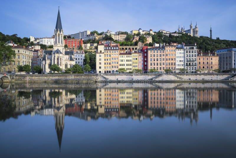 Beautiful View of Saone River in Lyon Stock Image - Image of building ...