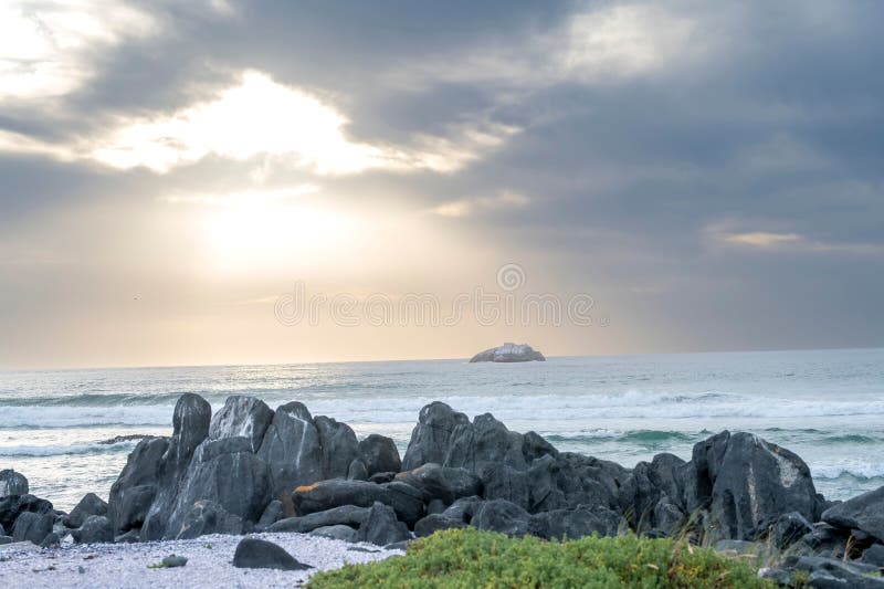 Beautiful View of a Sea with a Rocky Coast in a Daylight Stock Photo ...