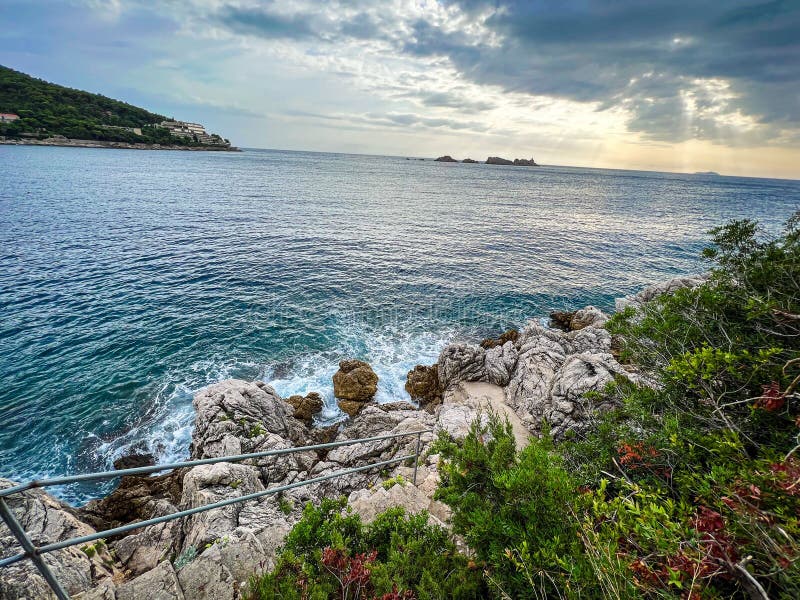 Beautiful View of Sea at Sunset in Dubrovnik Stock Photo - Image of ...