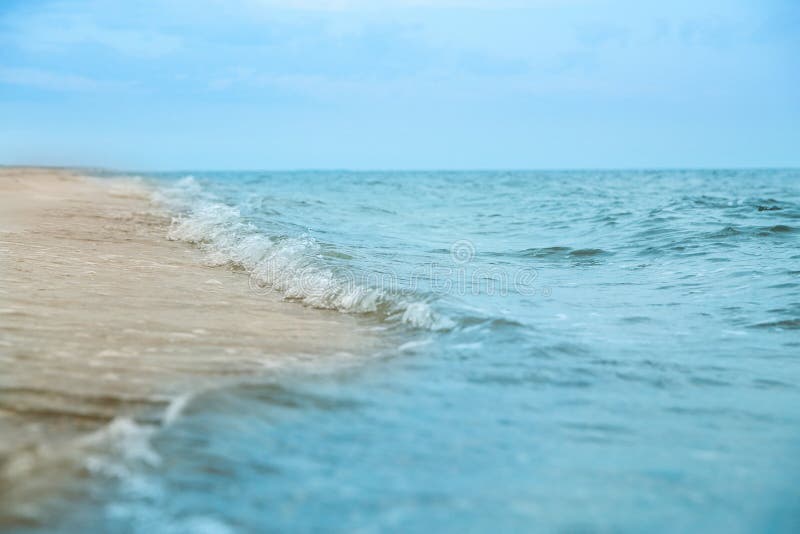 Beautiful View of Sea Tide on Beach. Summer Vacation Stock Photo ...