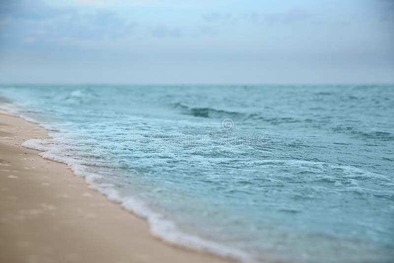 Beautiful View of Sea Tide on Beach. Summer Vacation Stock Photo ...