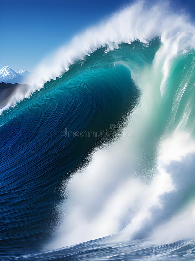Beautiful View of the Sea , Tsunami Waves , AI Generated Stock Image ...