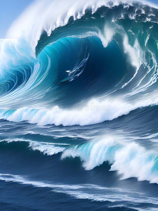 Beautiful View of the Sea , Tsunami Waves , AI Generated Stock Photo ...
