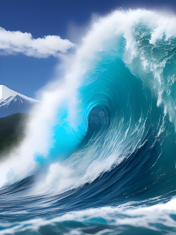 Beautiful View of the Sea , Tsunami Waves , AI Generated Stock Photo ...