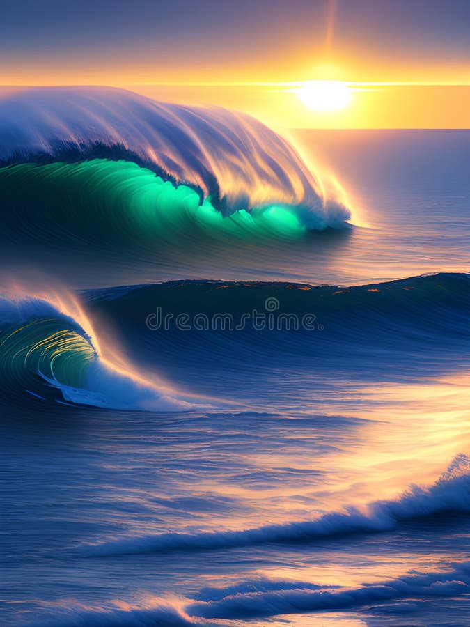 Beautiful View of the Sea , Tsunami Waves , AI Generated Stock Photo ...