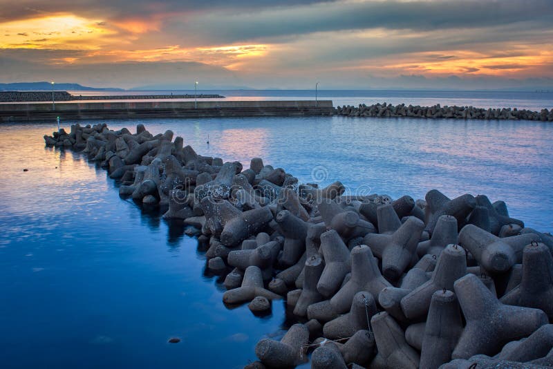 View of the Tetrapod Concrete Sea Defenses Stock Photo - Image of ...