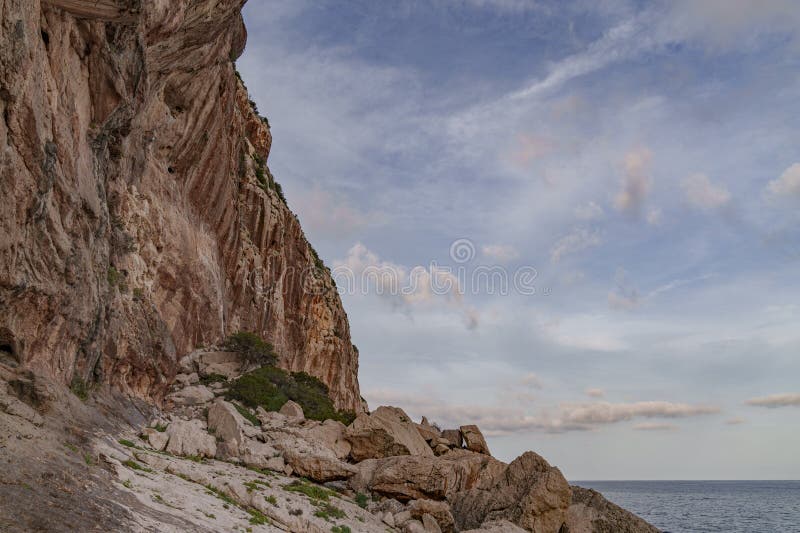 Beautiful View of the Seaside Mountain Rocky Shore, Illuminated by the ...