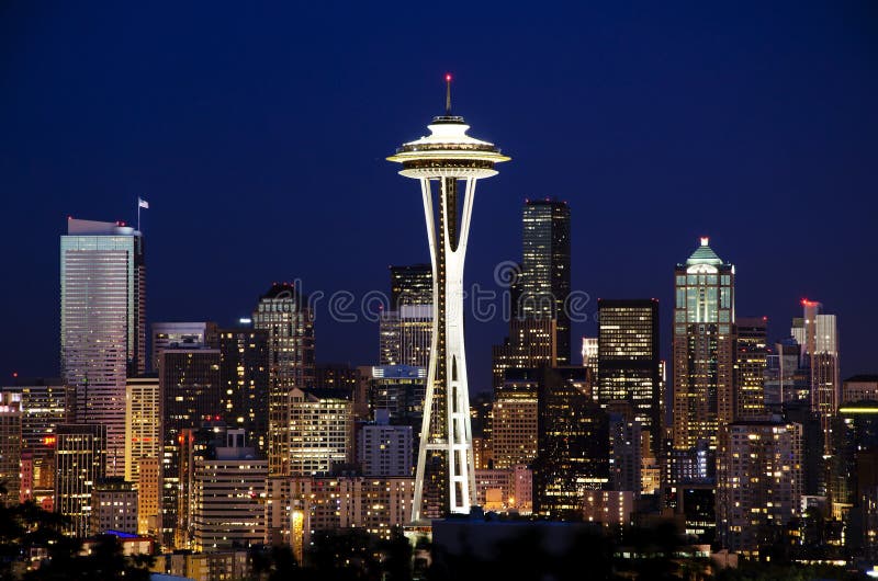 Beautiful Nightview of Seattle from Kerry Park Stock Image - Image of ...
