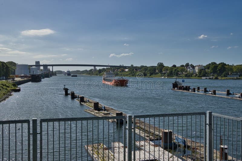 Beautiful View of a Ship Entering the Lock. Stock Photo - Image of ...