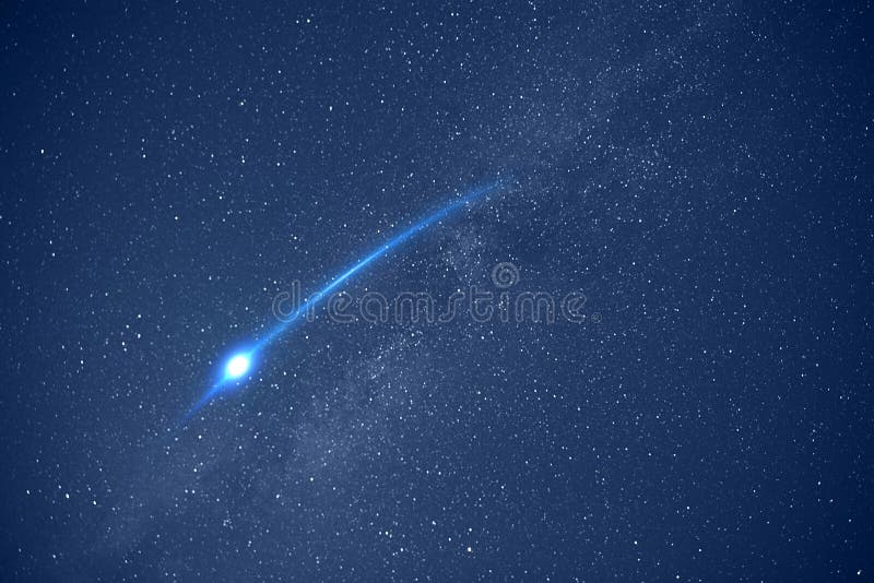 Beautiful View of Shooting Star in Night Sky Stock Photo - Image of ...