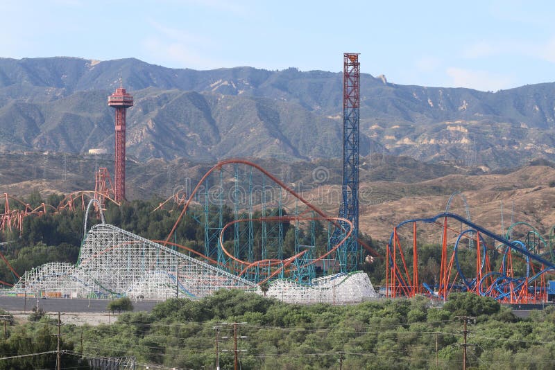 Beautiful View of the Six Flags Magic Mountain Theme Park Editorial ...
