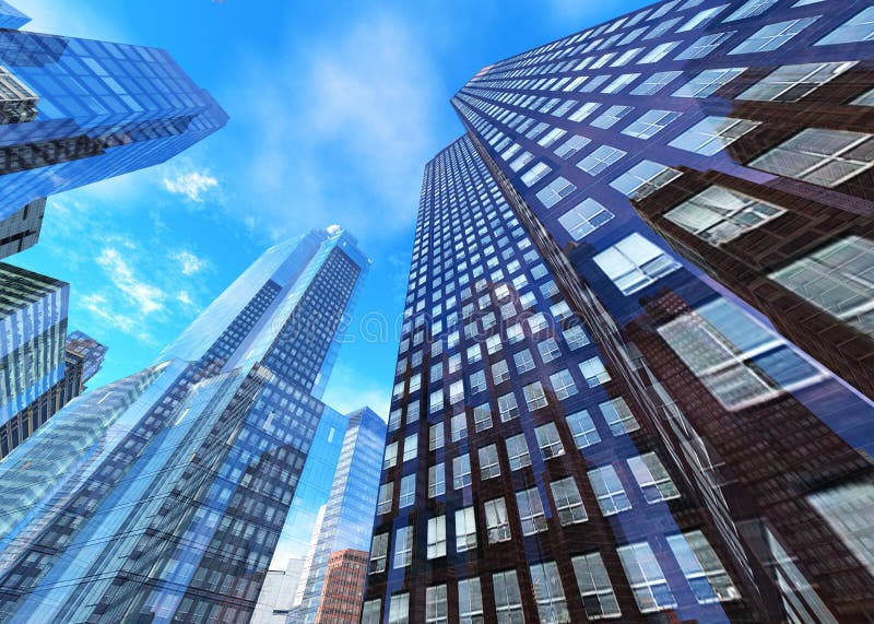 Beautiful View of the Skyscrapers Stock Illustration - Illustration of ...