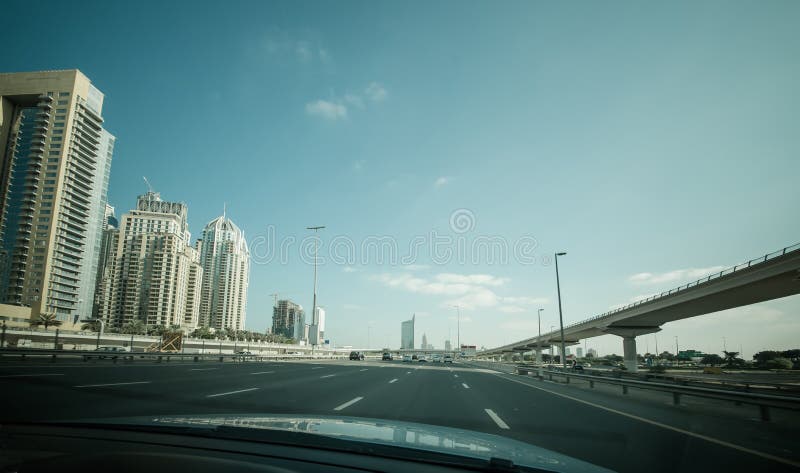 Beautiful View of Skyscrapers of UAE. Stock Image - Image of highway ...
