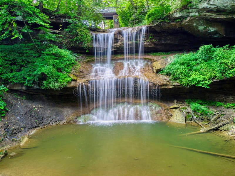 Beautiful View of Small Waterfall in the Forest, Long Exposure Stock ...