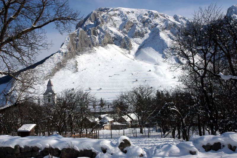 Beautiful View of a Snow Covered Village at Winter Stock Photo - Image ...