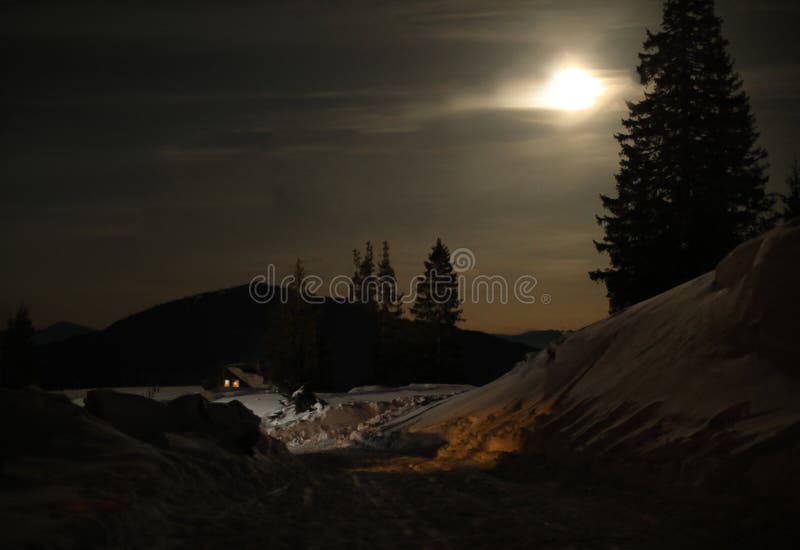 Beautiful View of Snowy Road Stock Photo - Image of evening, outdoors ...