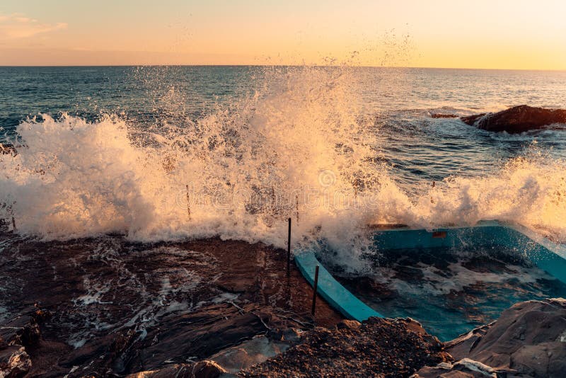 Beautiful View of Splashing Ocean Waves Stock Photo - Image of ocean ...