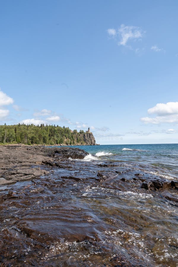 A Beautiful View of Split Rock Lighthouse on the Rocky Coast of Lake ...