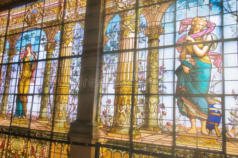 Beautiful View of Stained Glass Windows Inside the Castle of ...