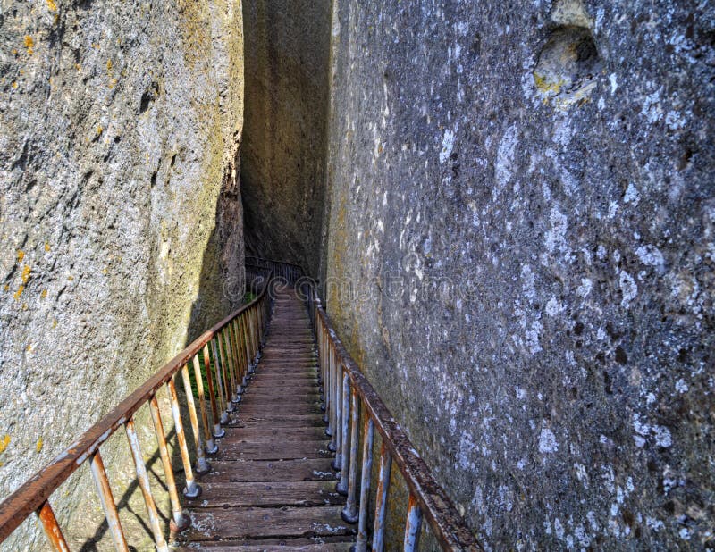 Beautiful View with Stairs in the Cave Stock Photo - Image of mystic ...