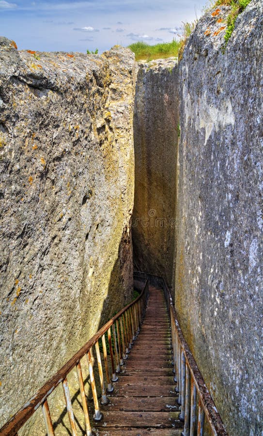 Beautiful View with Stairs in the Cave Stock Image - Image of ...