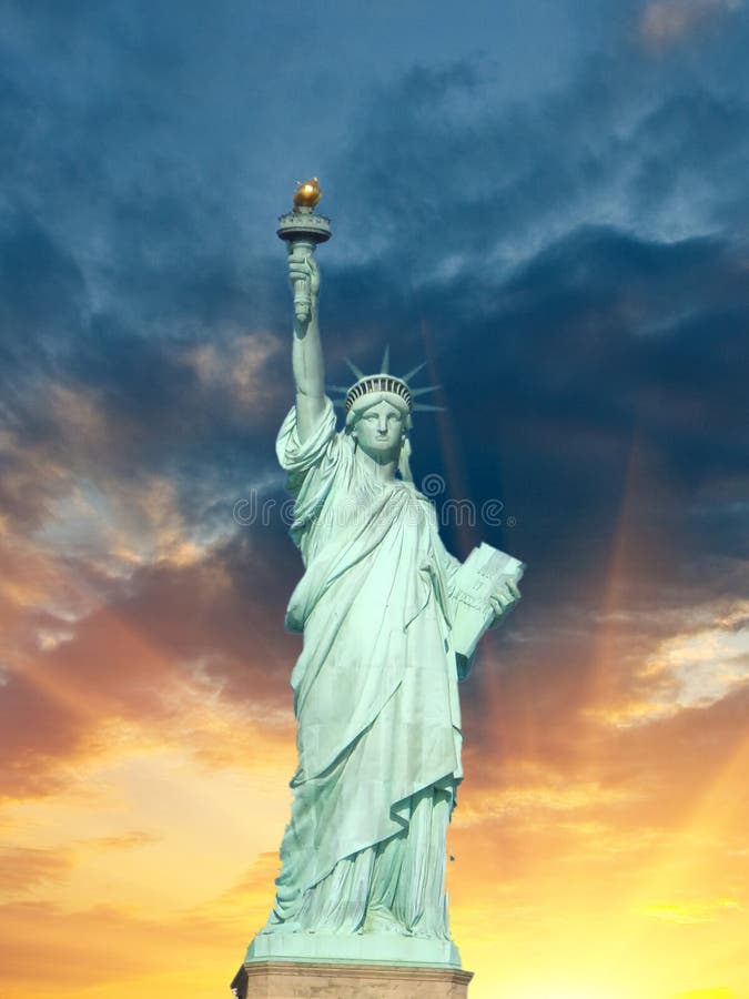 Beautiful View of Statue of Liberty in New York City Stock Image ...