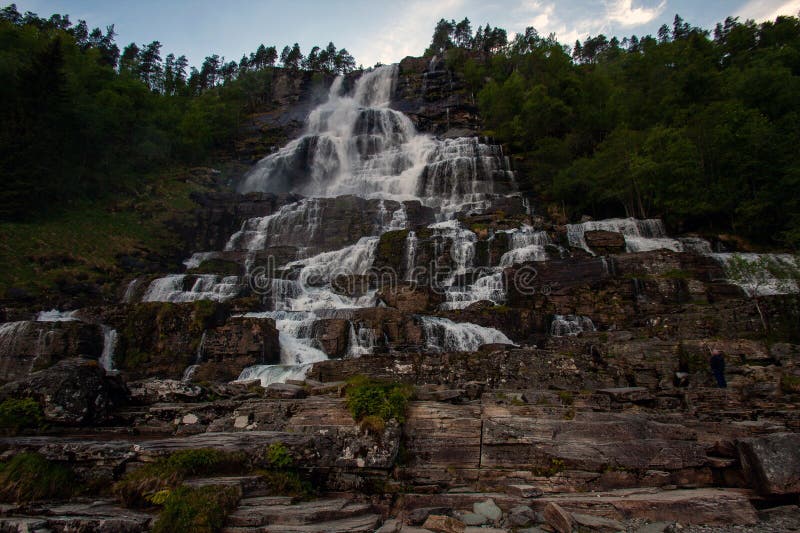 A Beautiful View of the Step Waterfall Waterfall in Norway Stock Image ...