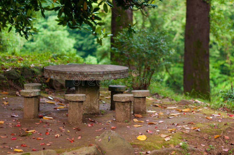 Beautiful View on a Stone Table and Seats in the Park Stock Image ...