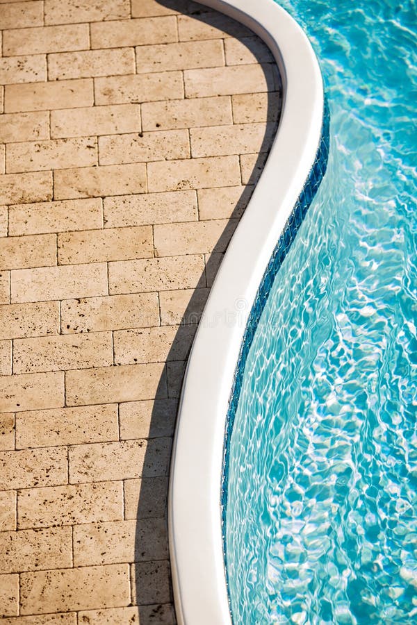 Beautiful View of Stone Tiles and Swimming Pool. Stock Image - Image of ...