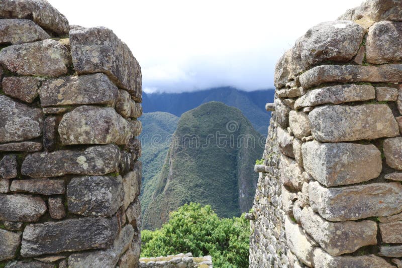 Beautiful View through the Stone Walls of the Machu Picchu Stock Image ...