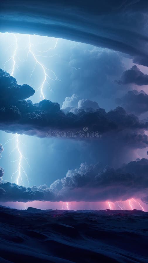 A Beautiful View of a Storm with Lightning in the Sky AI Generative ...