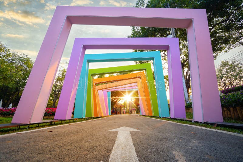 Beautiful View of Sun Shining through Frame at Park, Corridor and Sun ...