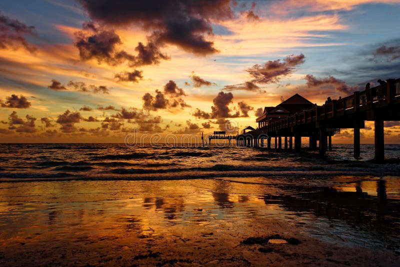 Beautiful View of Sunset at Clearwater Beach Stock Photo - Image of ...